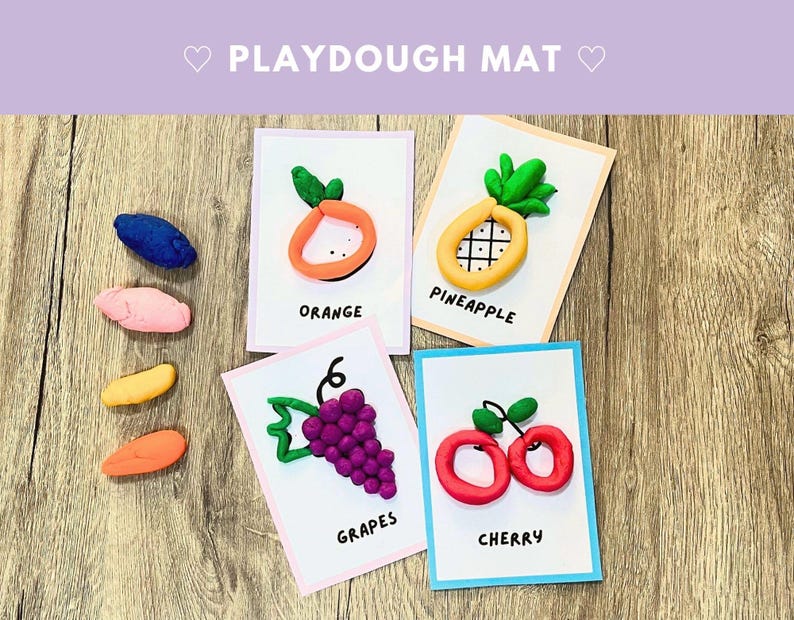 20 Fruits Playdough Mat for Kids Preschool Activity - Etsy