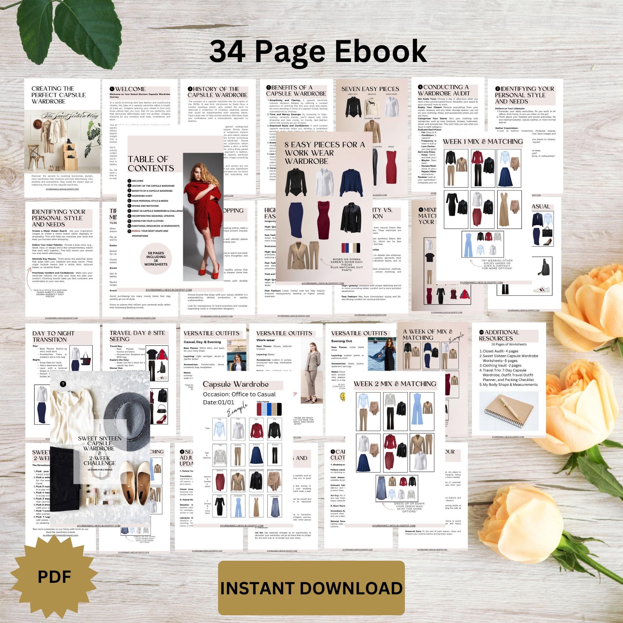 Complete Capsule Wardrobe Workbook and Worksheets, Wardrobe Checklist ...