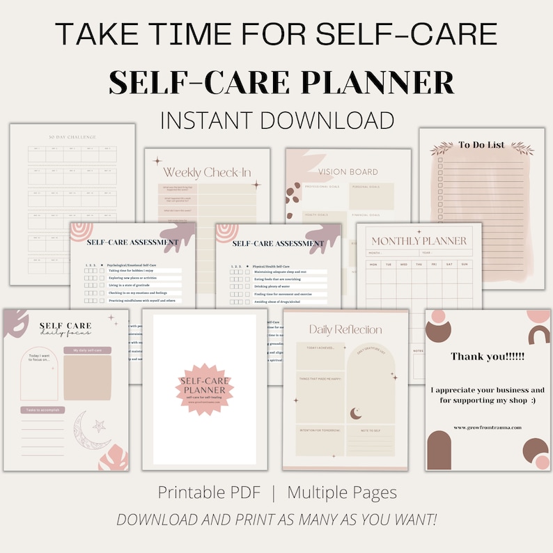 Self-care Planner, Self-care, Self-care for Beginners, Weekly Planner ...