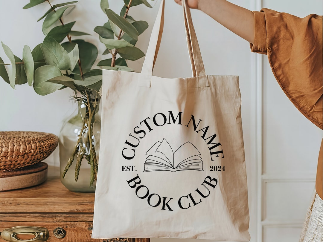 Custom Book Club Tote Bag, Custom Book Club Name, Book Club Gift ...