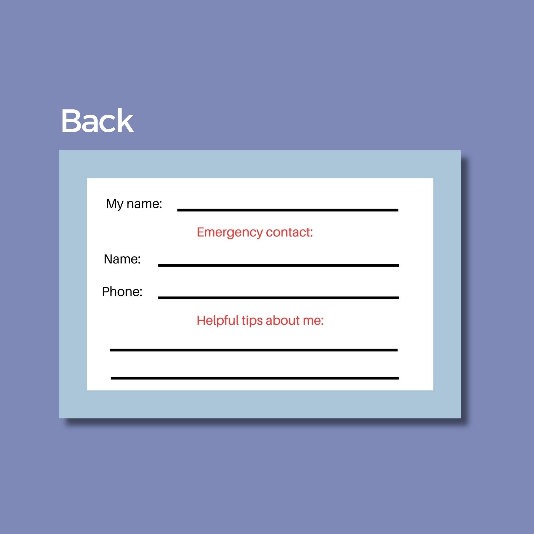 Seizure ID card Medical ID card Emergency contact card - Etsy Italia