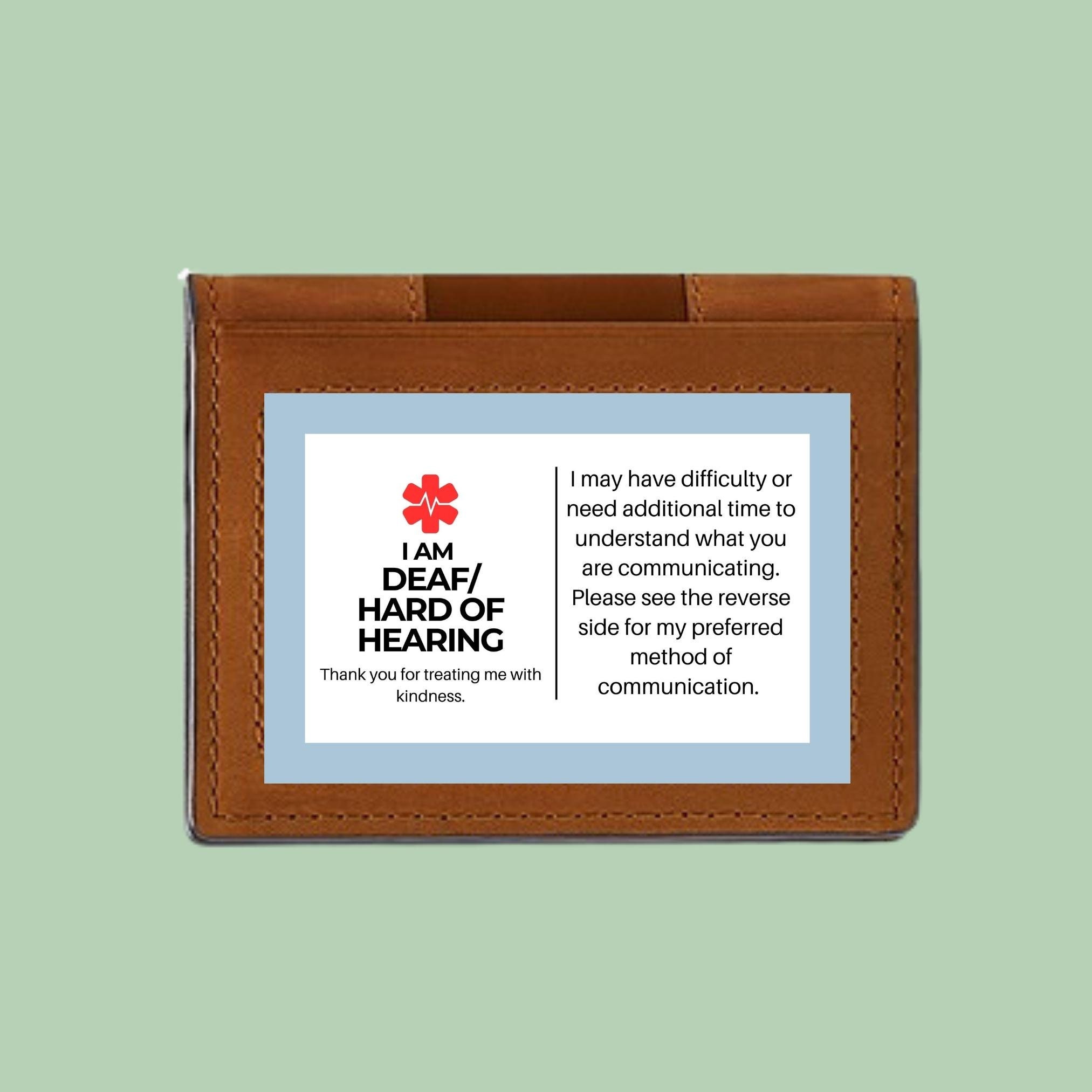 Deaf ID Card, Medical Card, Emergency Contact Card, Custom Medical Card ...