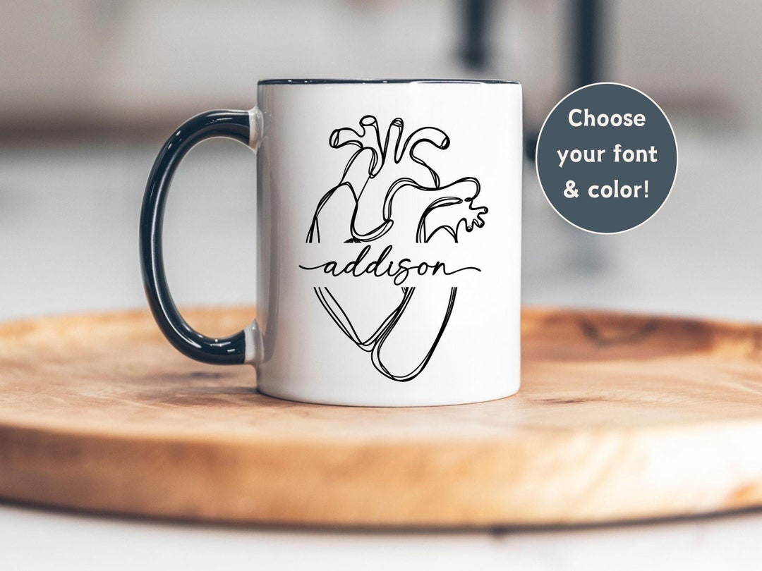 Personalized Heart Anatomy Mug, Custom CHD Coffee Mug, Cardiac Nurse ...