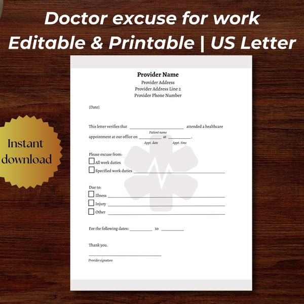 Work Absence Note - Etsy