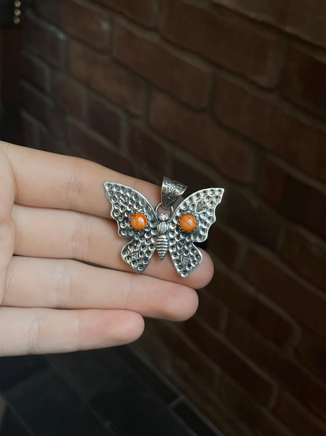 Spiny Oyster Butterfly Pendant | Sterling Silver 925 C632 - Etsy