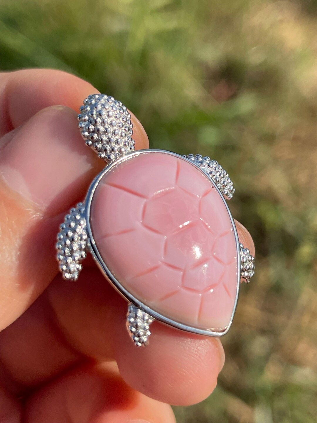 Turtle Pink Conch Pendant 925 Sterling Silver C5 - Etsy
