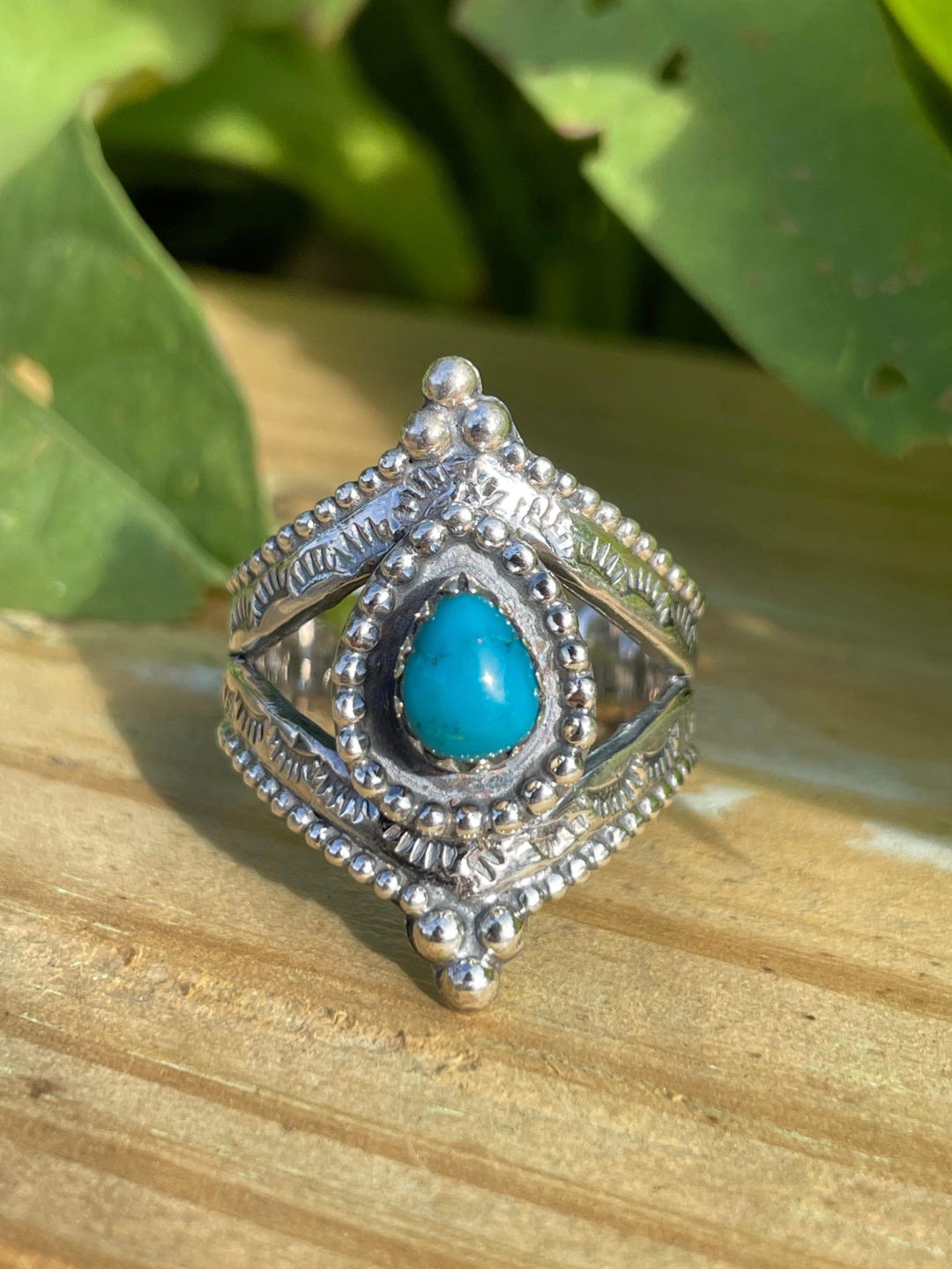 Turquoise Statement Ring Unique Design Sterling Silver SIZE 10.5 G33 - Etsy