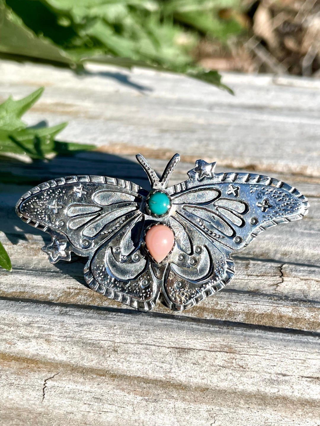Turquoise and Pink Conch Butterfly Ring Sterling Silver 925 SZ 7 I88 - Etsy