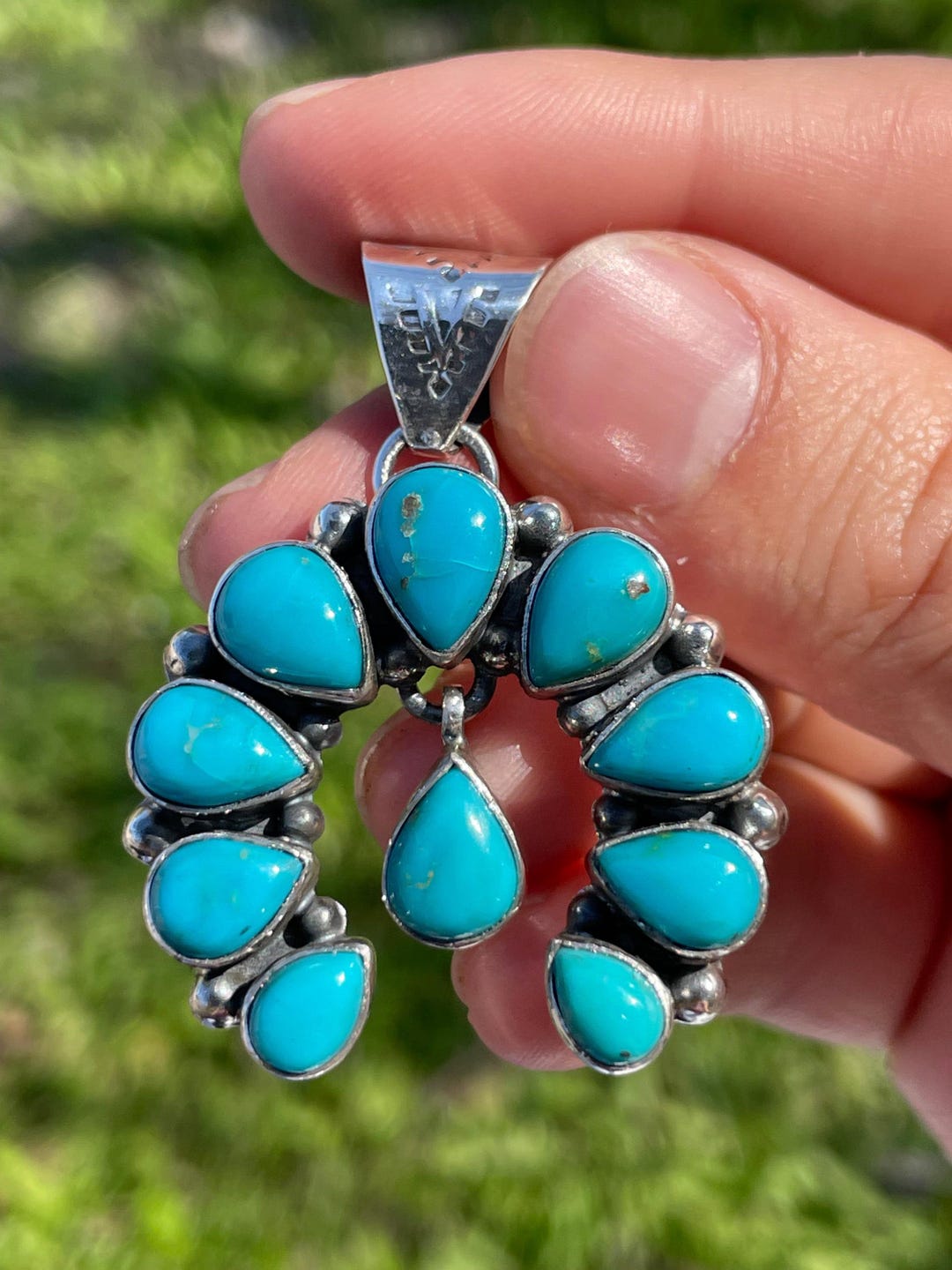Kingman Turquoise Naja Pendant | Sterling Silver | Handmade M21 - Etsy