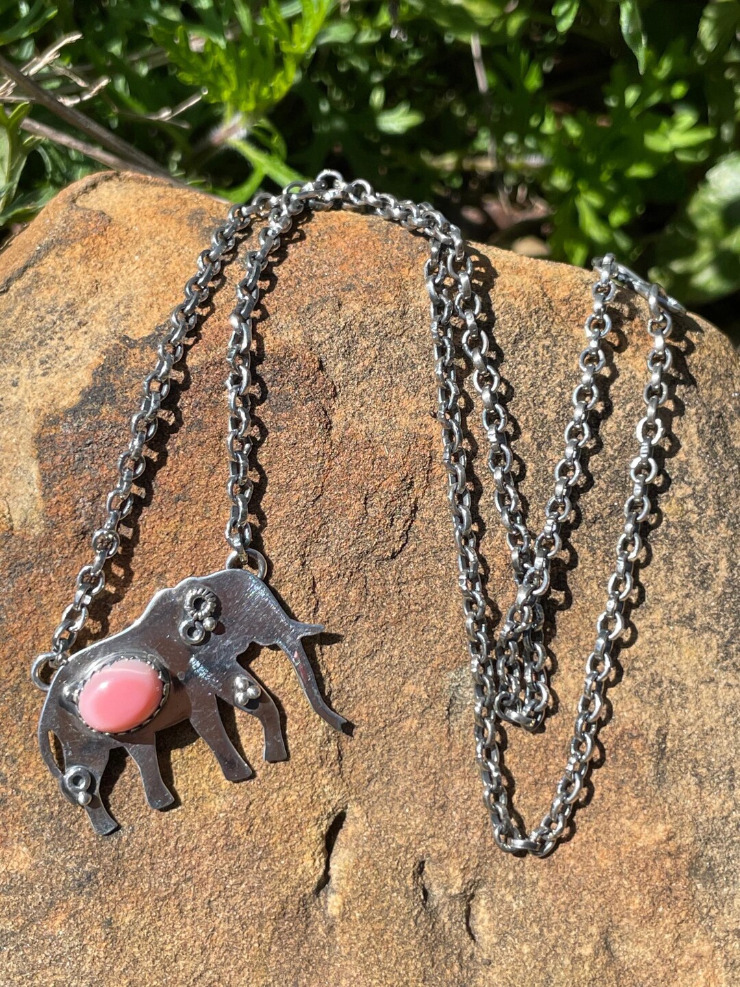Pink Conch Elephant Necklace | Sterling Silver | Handmade Southwest M24 ...