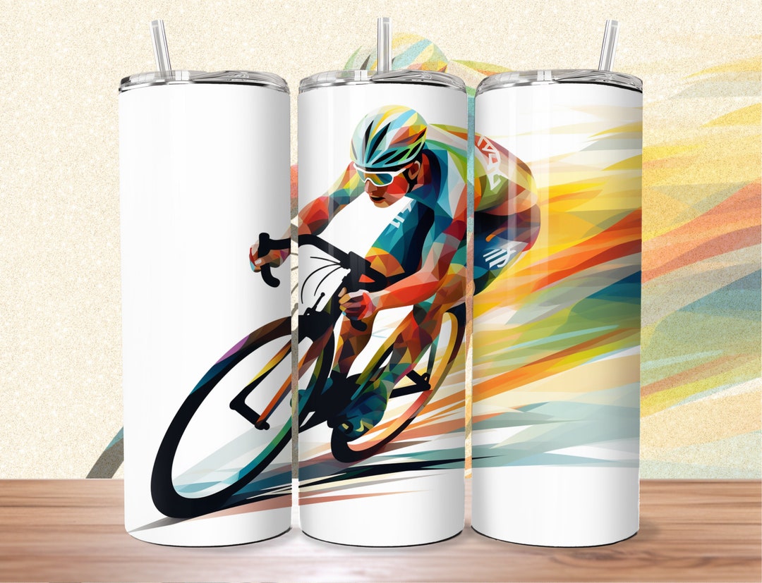 3D 20oz Skinny Tumbler Wrap Sublimation Design, Cycle Racing, Instant ...