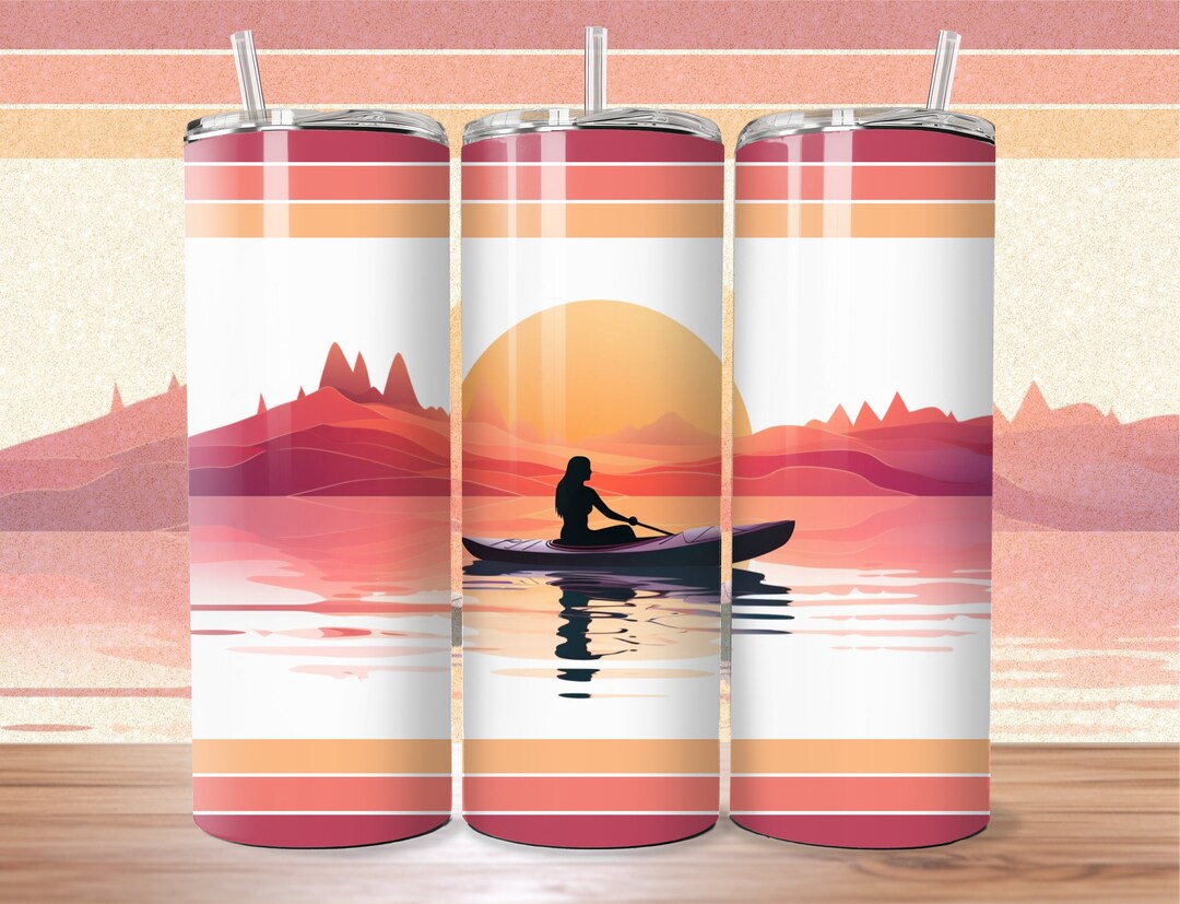 3D 20oz Skinny Tumbler Wrap Sublimation Design, Colorful Sunset ...