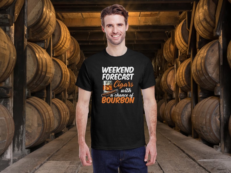 Weekend Forecast Cigars With a Chance of Bourbon Tshirt, Funny Cigar ...