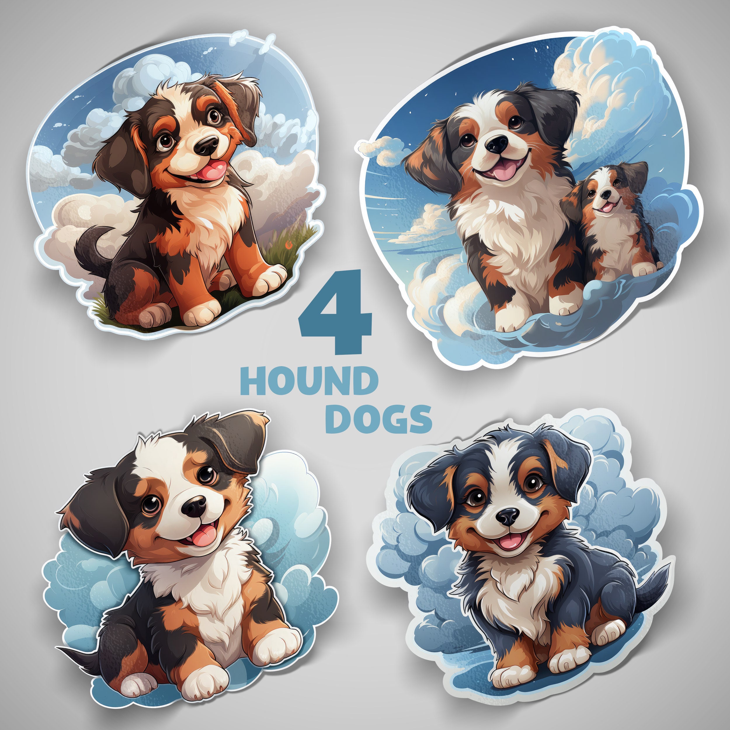 Cute Dog Breeds Clipart Bundle 3 Beagle Collie Corgi Retriever Mastiff ...