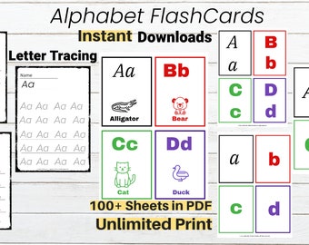 Uppercase & Lowercase Alphabet Tracing Worksheets Printable - Etsy