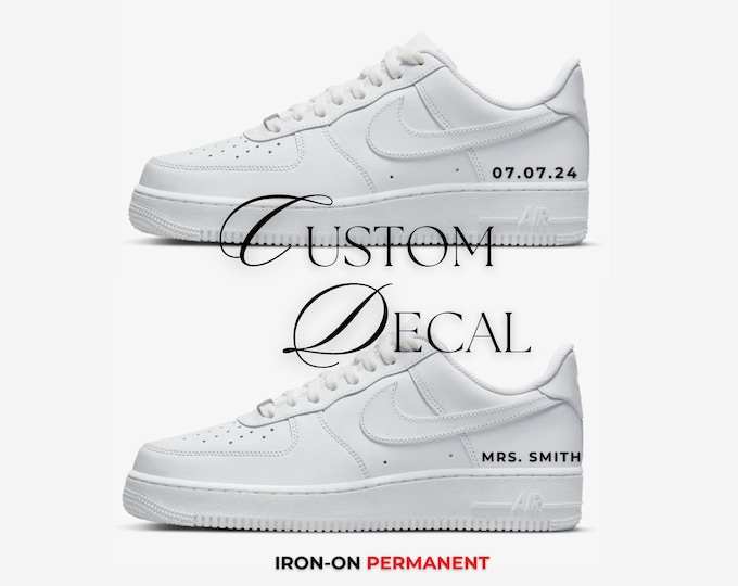 Iron on Decal Custom, Do It Yourself Shoe Stickers, Custom Wedding Text ...