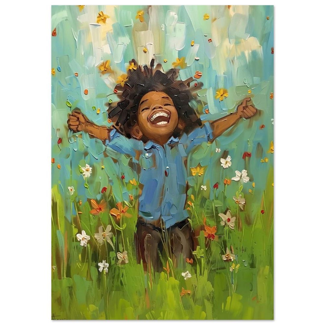 Black Kids Art, African American Art, Black Boy Joy, Flower Art, Black ...