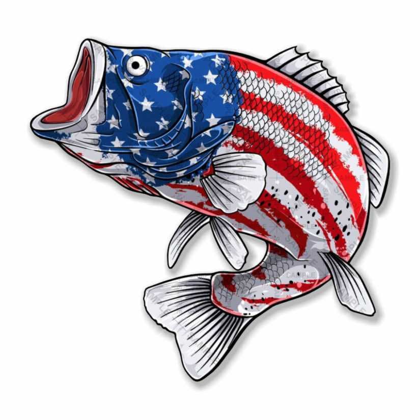 Largemouth Bass USA Flag Decal - Etsy