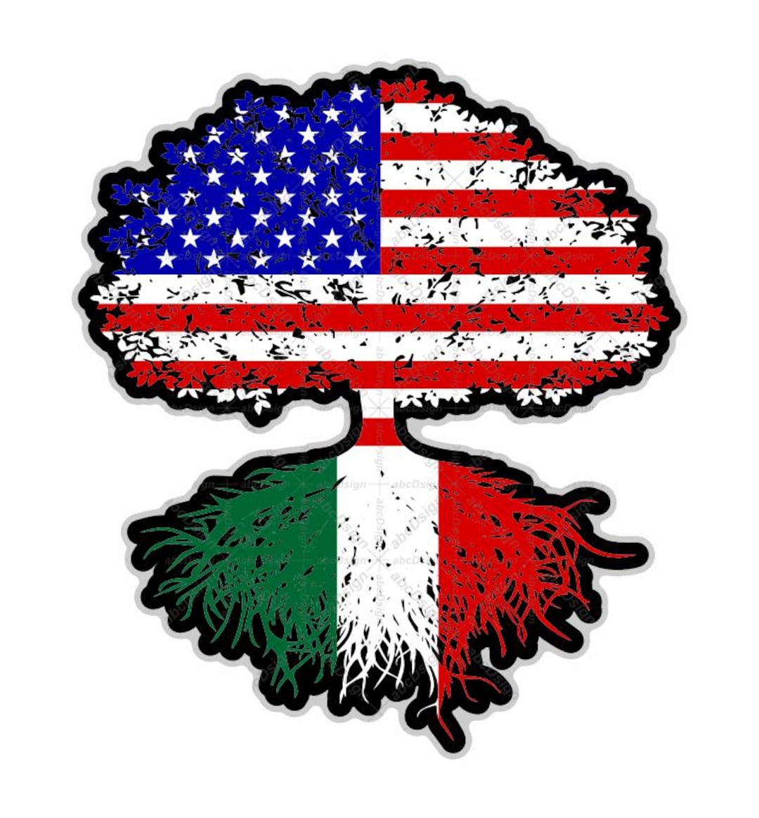 USA Tree With Italy Roots Decal - Etsy