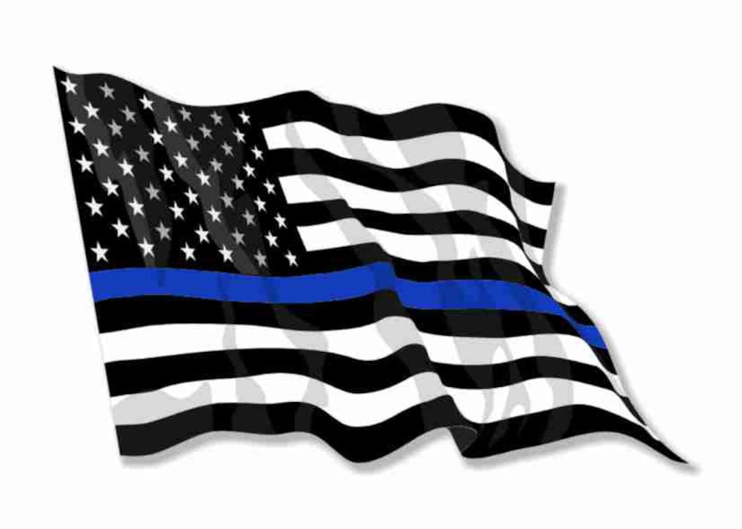 USA Flag Thin Blue Line Waving Decal - Etsy