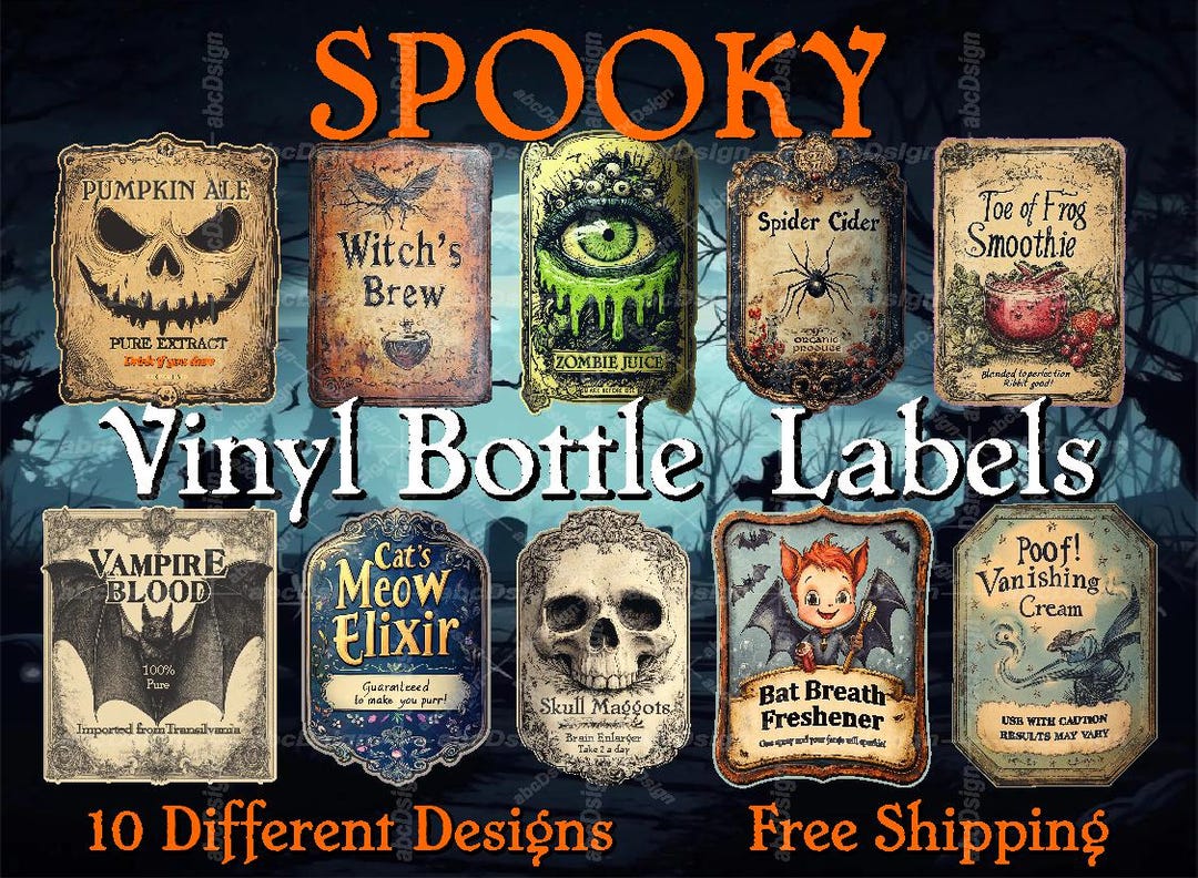 Funny Vintage Apothecary Potion Labels, Spooky Gothic Label Stickers ...