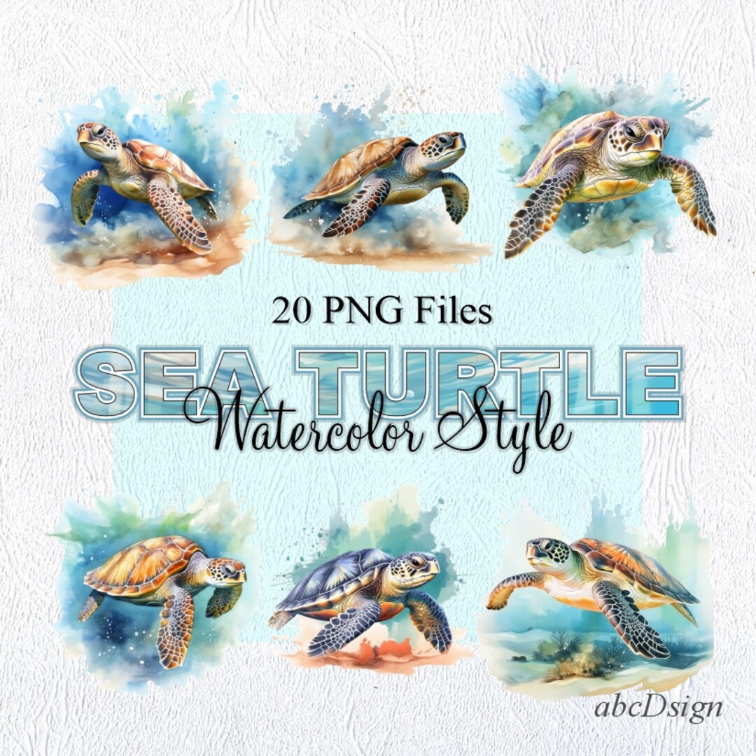 Watercolor Sea Turtle - Transparent Background PNG Clipart Instant ...