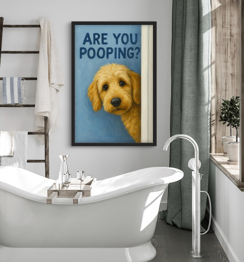 Funny Golden Doodle Bathroom Print: "are You Pooping?" Dog Humor ...
