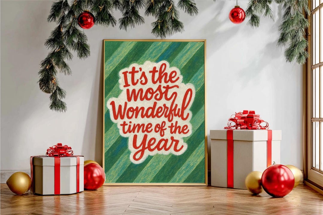 Christmas Quote Poster Festive Red & Green Holiday Wall Art (digital ...