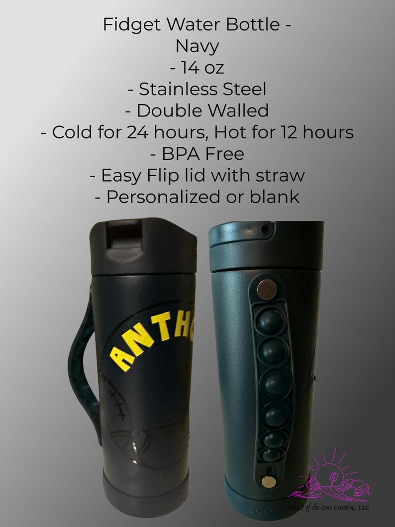 14 Oz Fidget Pop Water Bottle Navy - Etsy