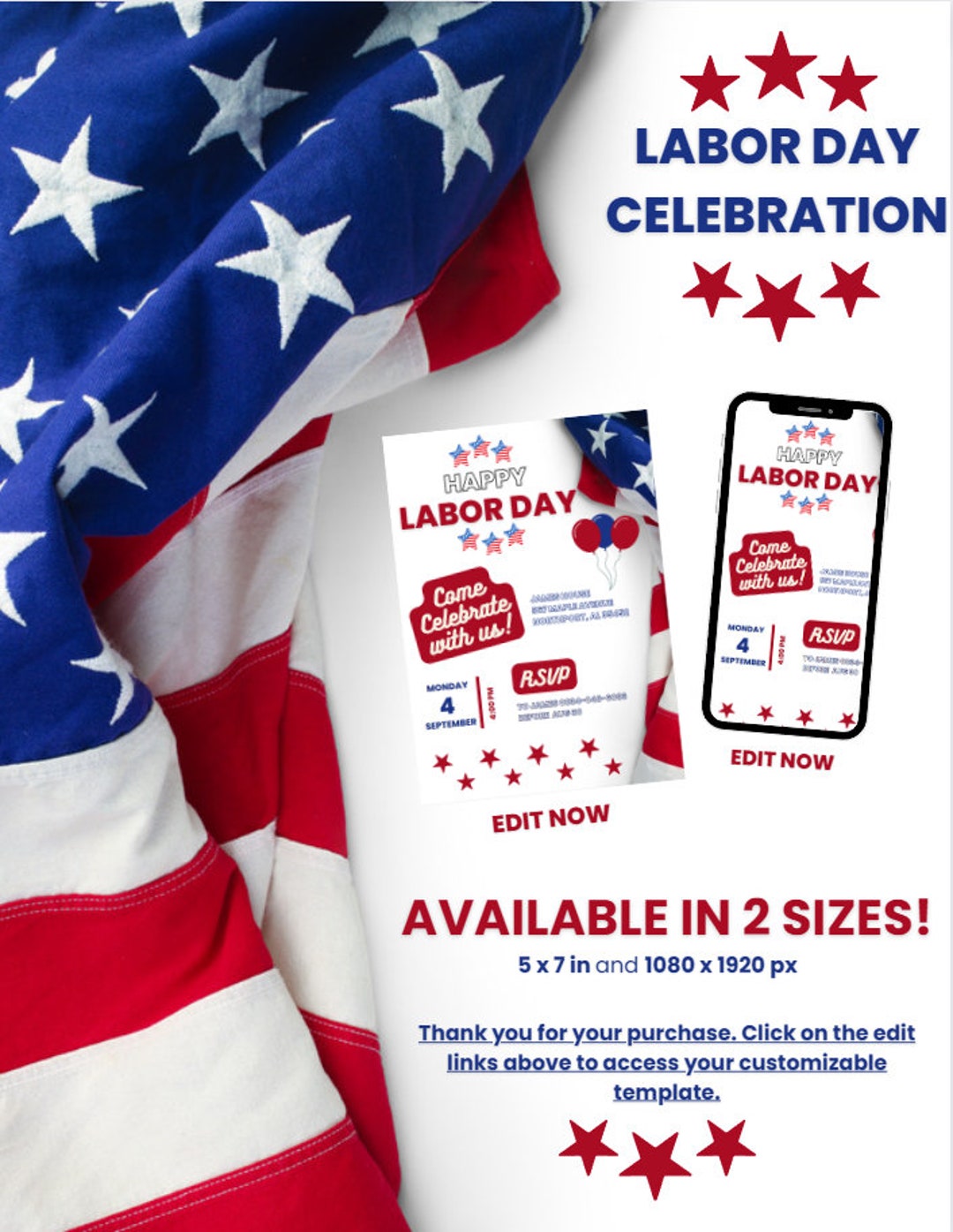 Labor Day Invitation, Editable Labor Day Party Invite, DIY Print at ...