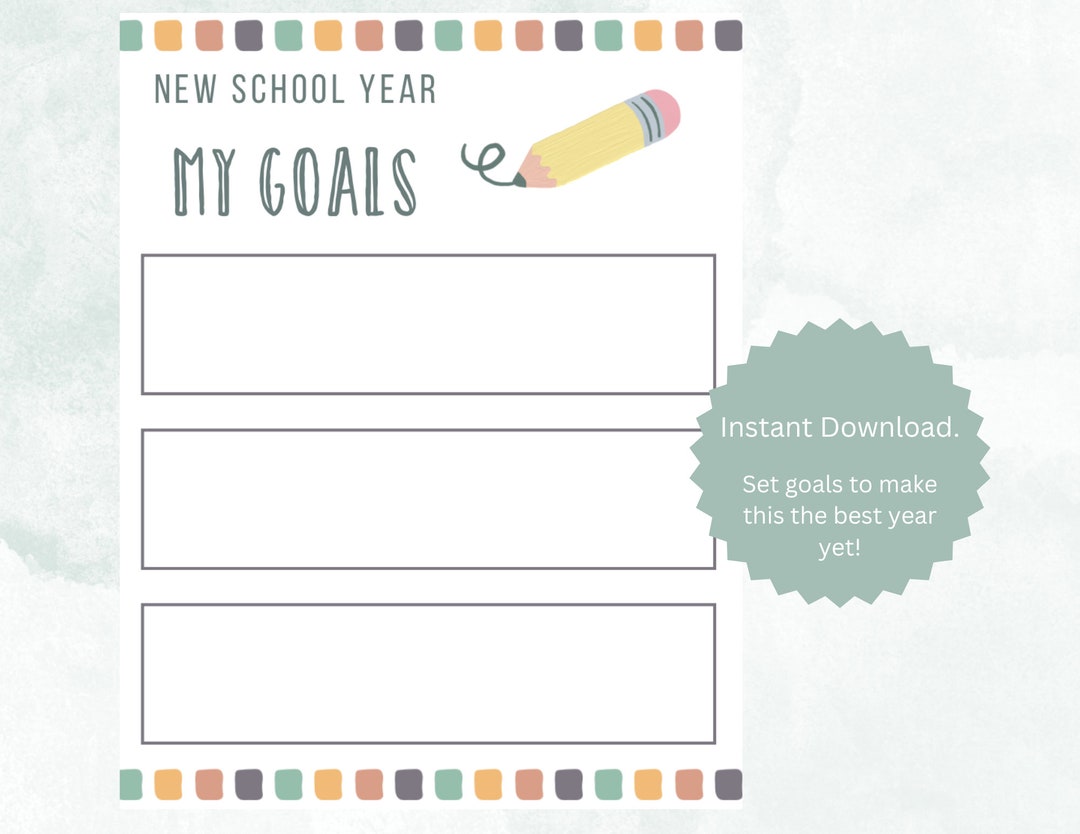 Back to School Goal Setting Sheet PRINTABLE - Etsy