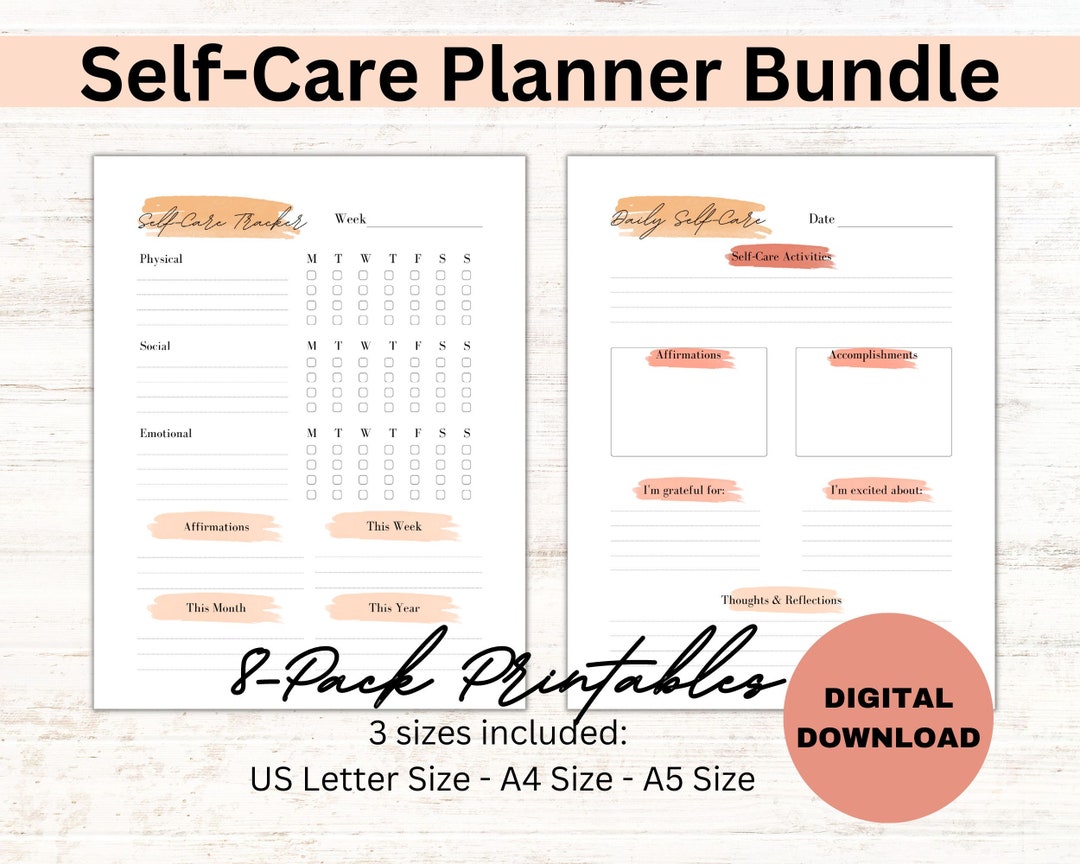 Self Care Checklist Bundle ~ Daily to Yearly ~ Undated Printable ...