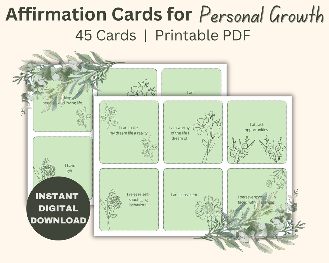 Personal Growth Affirmation Cards ~ Digital, Printable Gift, Daily ...