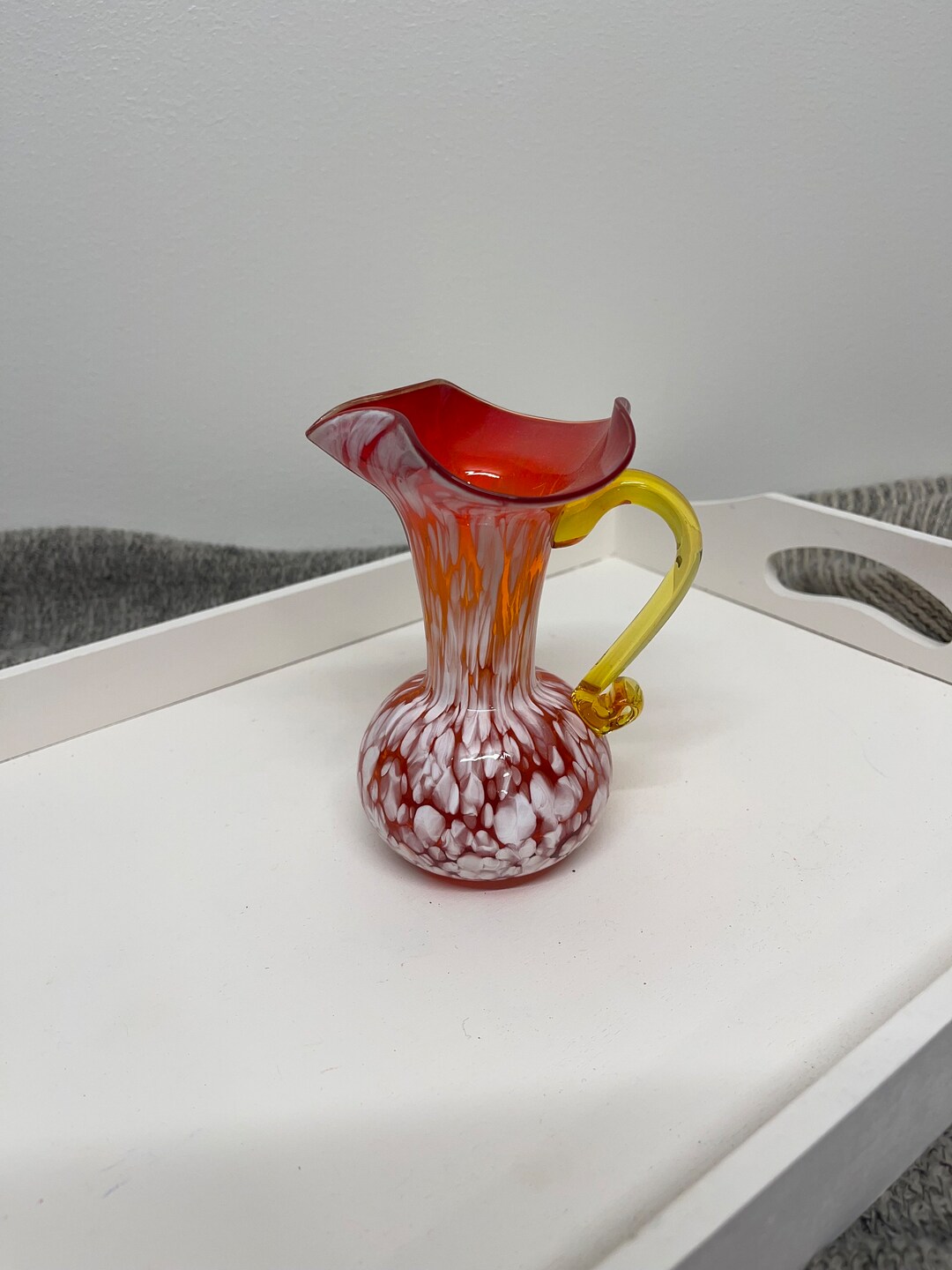 Vintage Hand Blown Small Glass Pitcher - Etsy