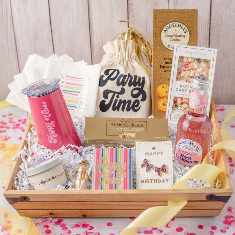 Happy Birthday Cake Gift Basket Box Tray for Her, Mom, Friend, Daughter ...