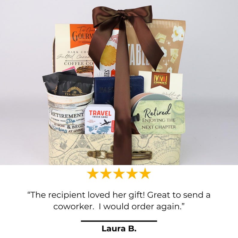 Bon Voyage Retirement Gift Basket: Travel Retired Mug & Snacks - Etsy