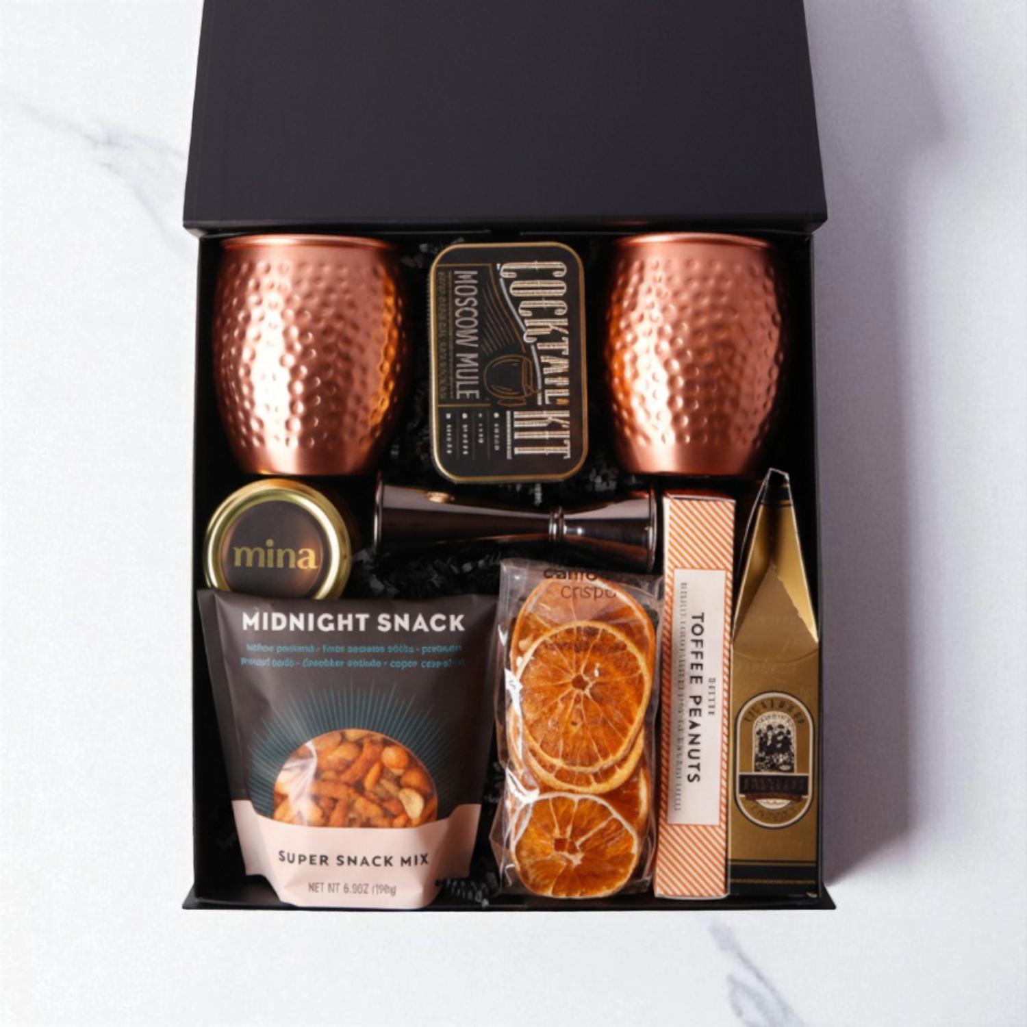 Moscow Mule Gift Box: Copper Mugs, Cocktail Mixer & Snacks - Etsy