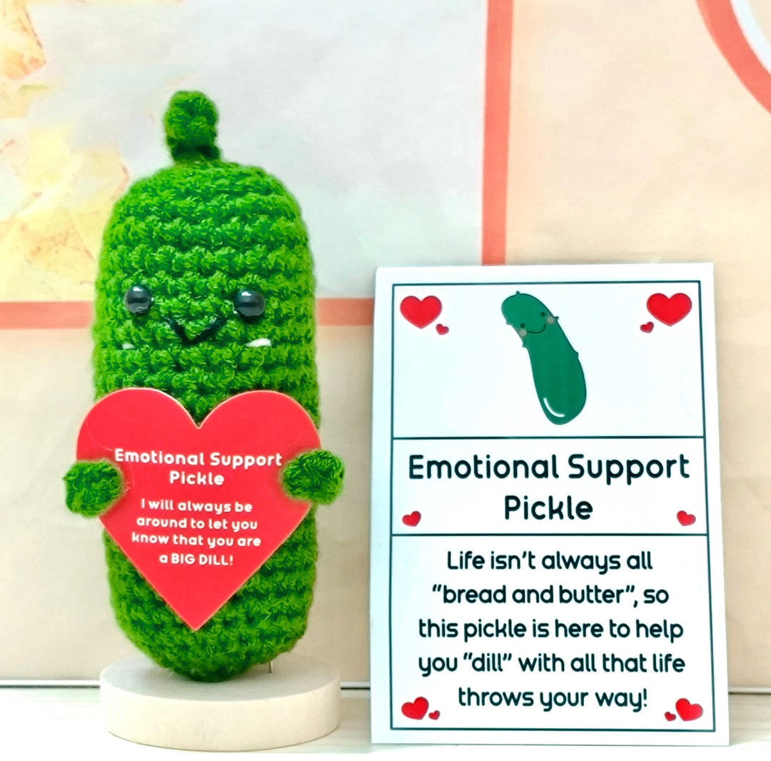 Emotional Support Pickle Crochet Positive Pickle Cucumber Ornament ...