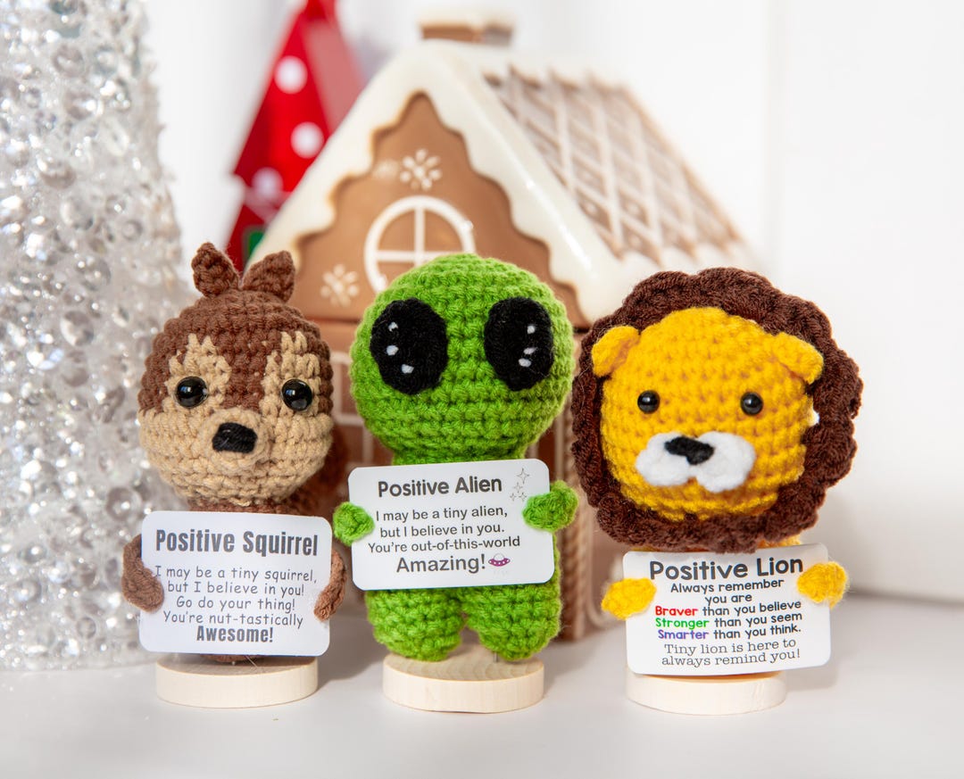 Emotional Support Crochet Alien, Positive Squirrel, Handmade Positive ...
