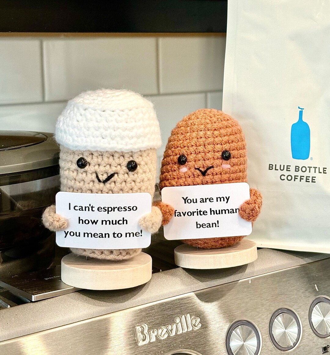 Crochet Coffee Bean & Cup Decor: Handmade Coffee Lover Gift - Etsy