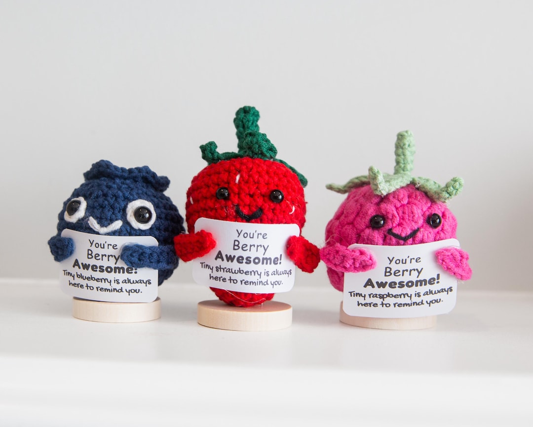 Crochet Strawberry: Emotional Support Buddy - Handmade Positive Gift - Etsy