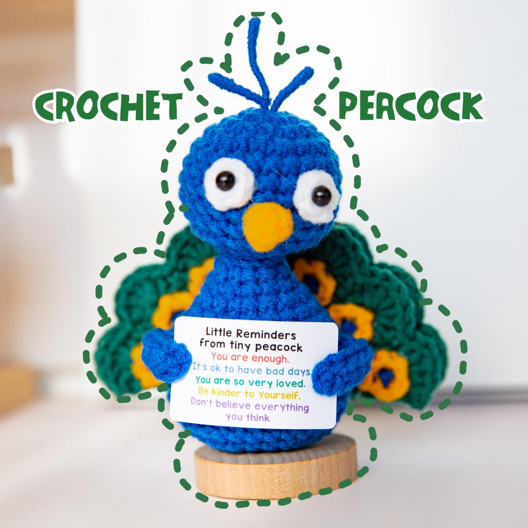 Emotional Support Positive Peacock: Handmade Positive Crochet Gift - Etsy