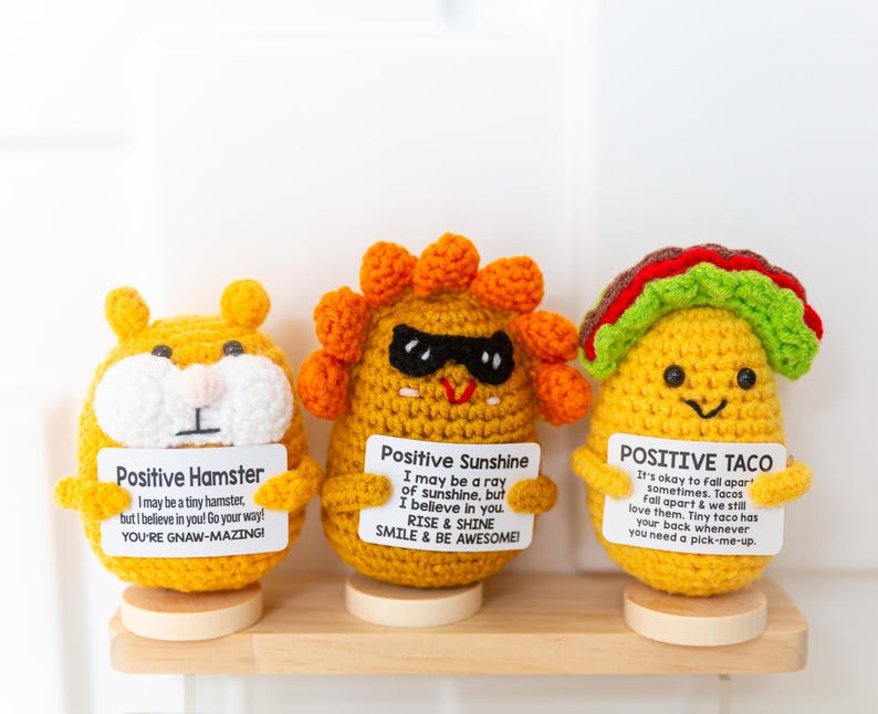 Crochet Emotional Support Desktop Buddy: Handmade Positive Giftfor ...