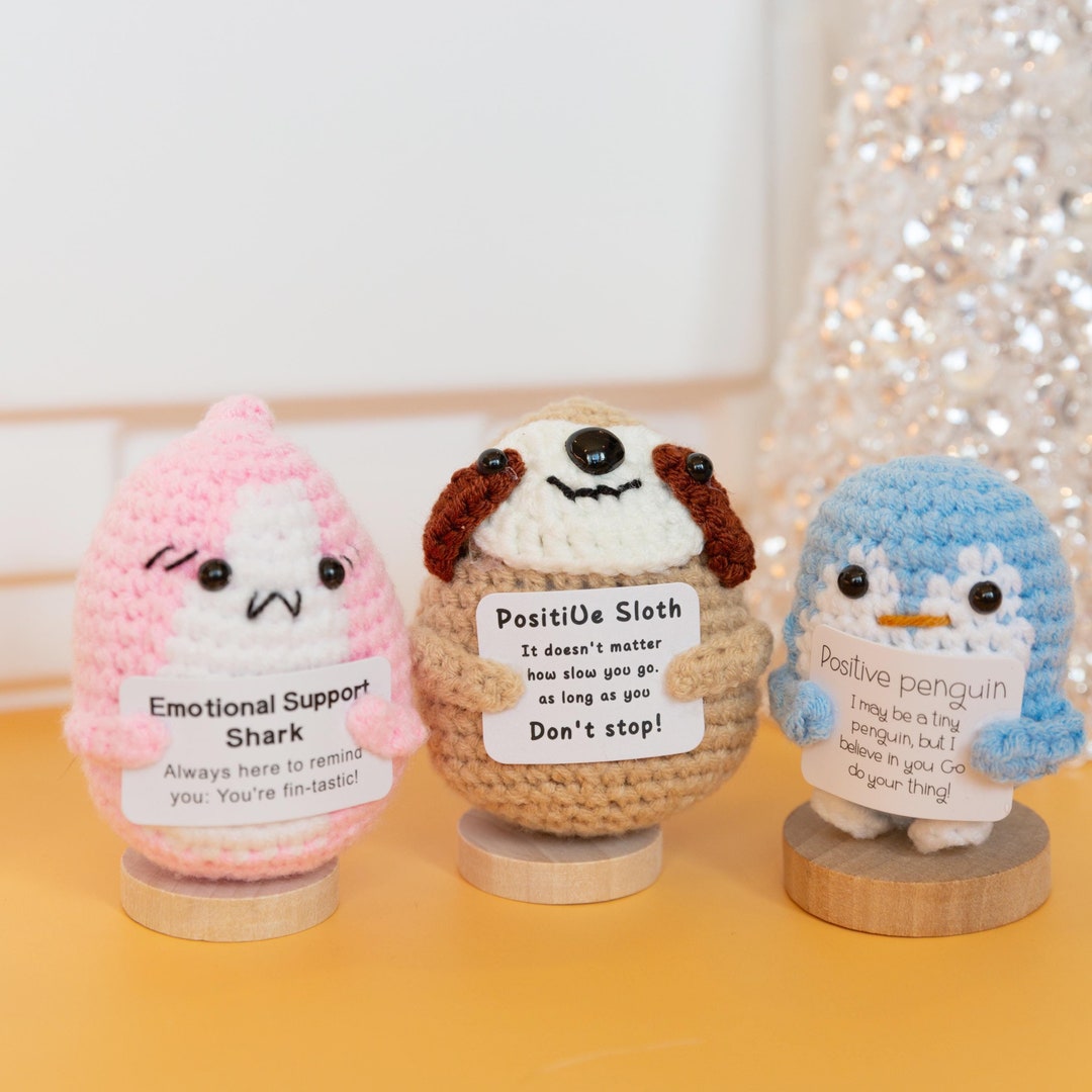 Crochet Emotional Support Penguin: Positive Desk Buddy With Message ...