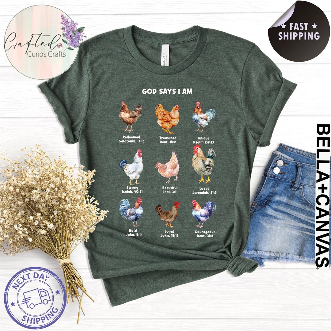 God Says I Am Chicken T-shirt, Christian Farmer Tee - Etsy