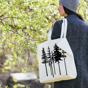 Pine Tree Tote Bag, Canvas Tote Bag, Pine Tree Shoulder Bag, Nature ...