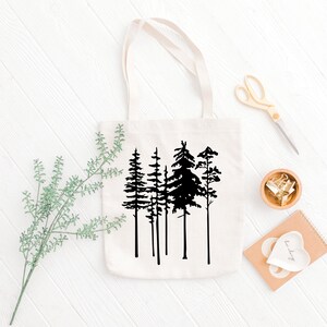 Pine Tree Tote Bag, Canvas Tote Bag, Pine Tree Shoulder Bag, Nature ...