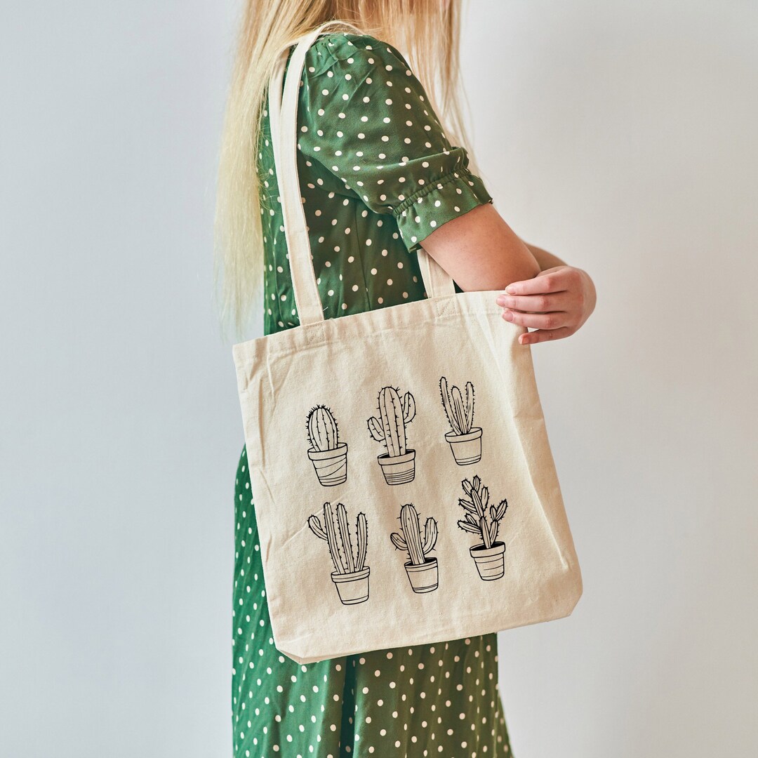 Cactus Tote Bag, Cacti Plant Tote Bag, Plant Lover Gift, Girls Cactus ...