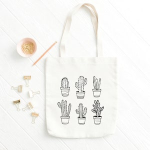 Cactus Tote Bag, Cacti Plant Tote Bag, Plant Lover Gift, Girls Cactus ...