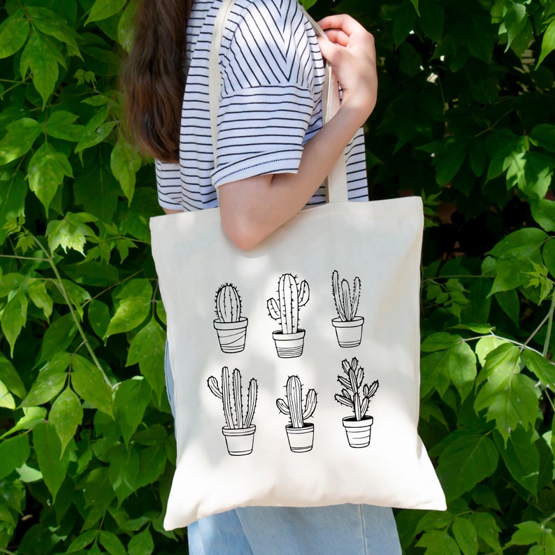Cactus Tote Bag Cacti Plant Tote Bag Plant Lover Gift Girls - Etsy